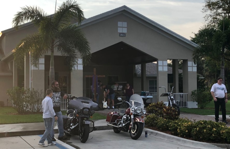 Biker Chapel uses a drive-in approach to keep church services going for ...